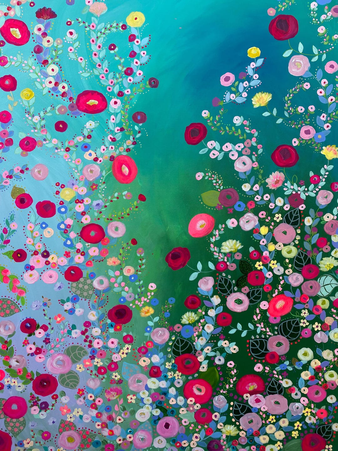 Original Art Painting “BLOOMS OF MAGIC ” by Joy Linscott Handpainted on ...