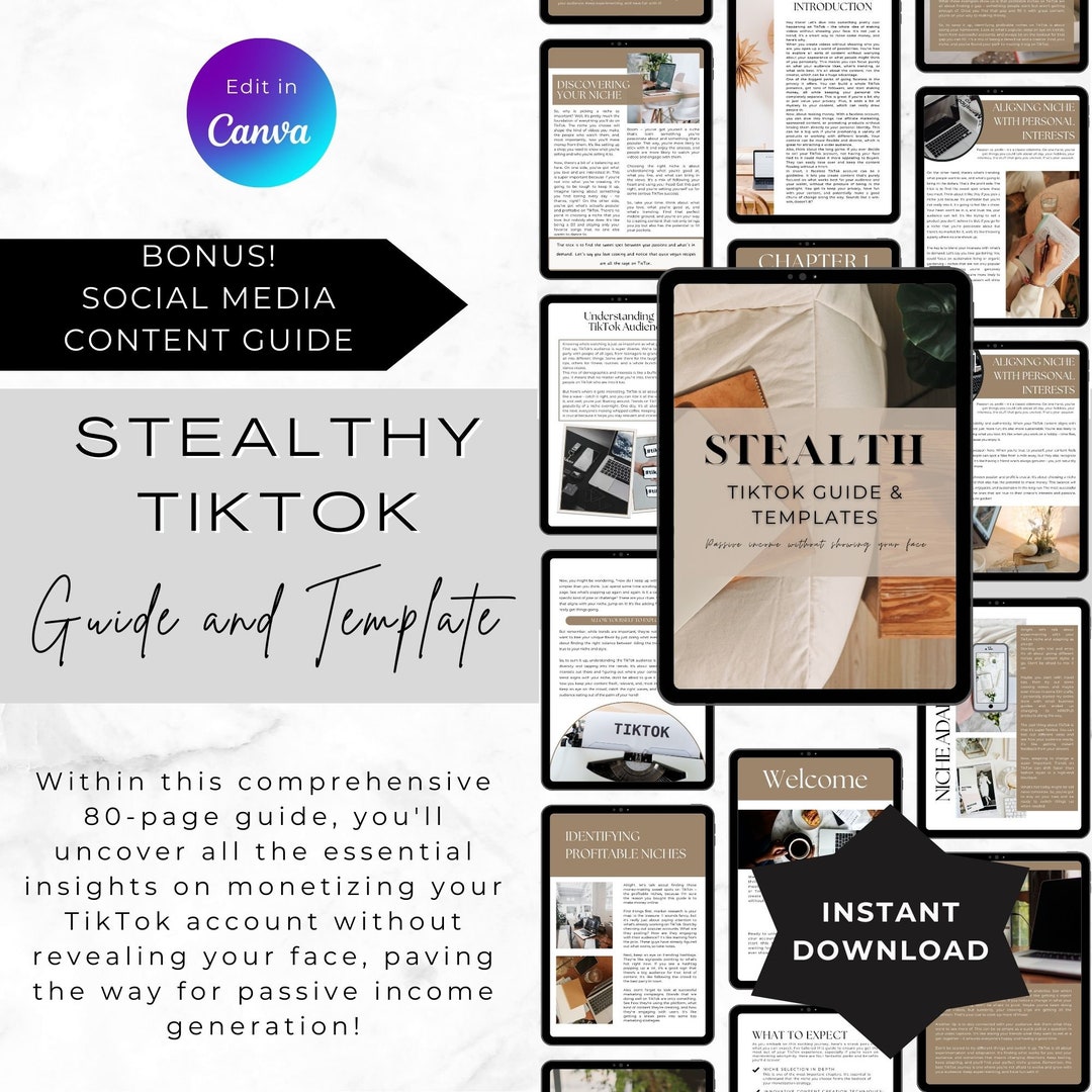 Stealth Tiktok Guide Template: A Passive Income Without Showing Your Face - Etsy