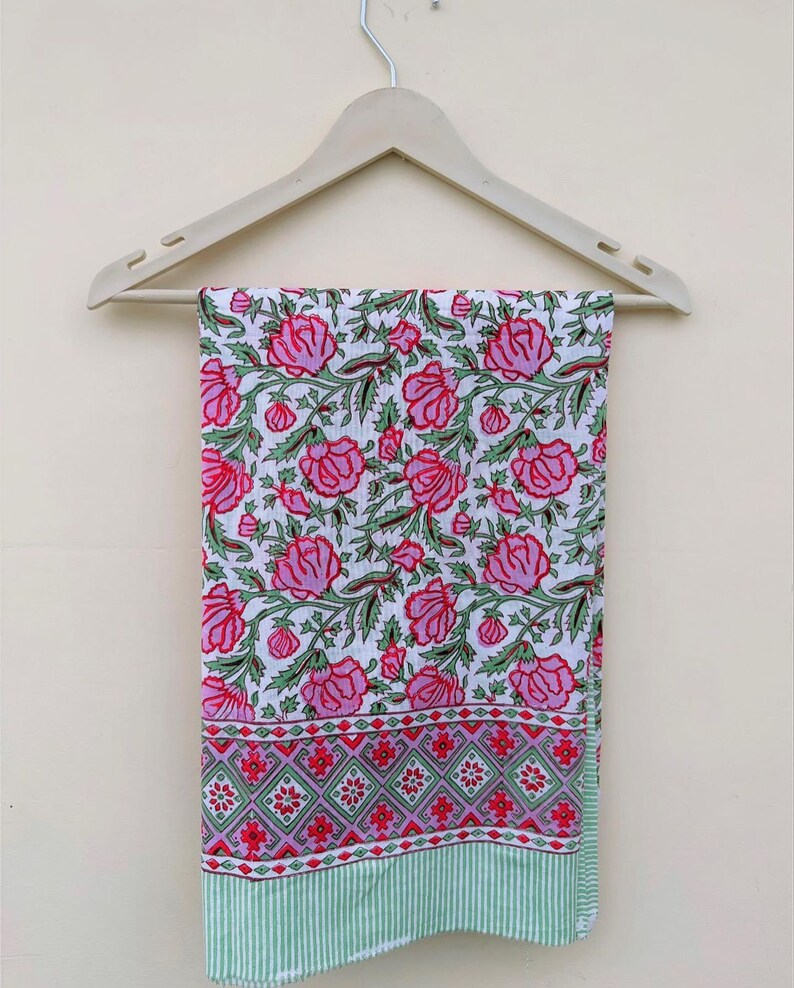 Hand Block Printed Cotton Sarong, Beach Wrap Pareo, Long Scarf, Large ...