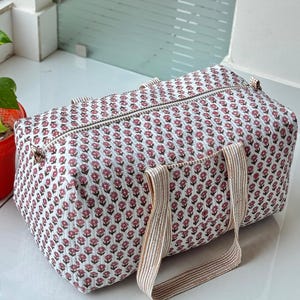Large Cotton Quilted Duffle Bag Shoulder Bag Weekender Bag for Women ...