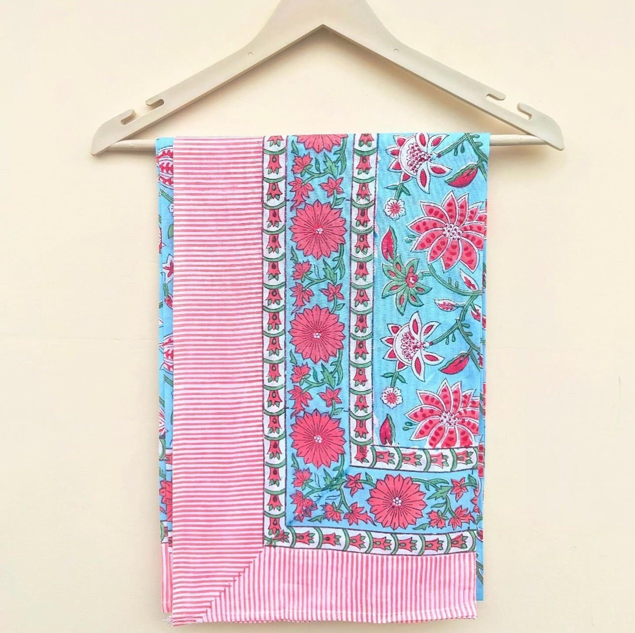 Hand Block Printed Cotton Sarong, Beach Wrap Pareo, Long Scarf, Large ...