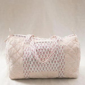 Large Cotton Quilted Duffle Bag Shoulder Bag Weekender Bag for Women ...