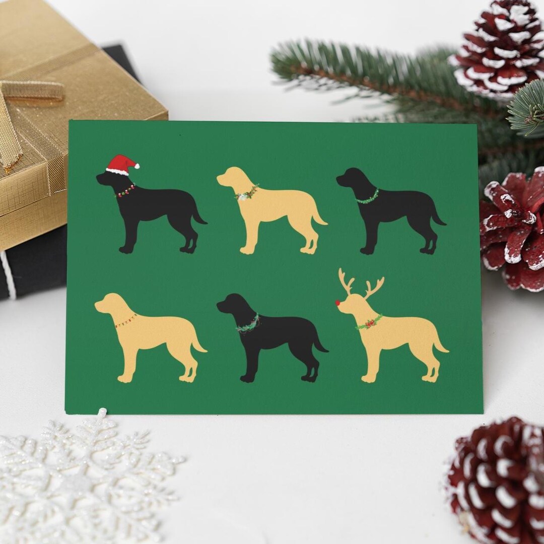 Black and Yellow Lab Christmas Card: Dog Holiday Greetings - Etsy