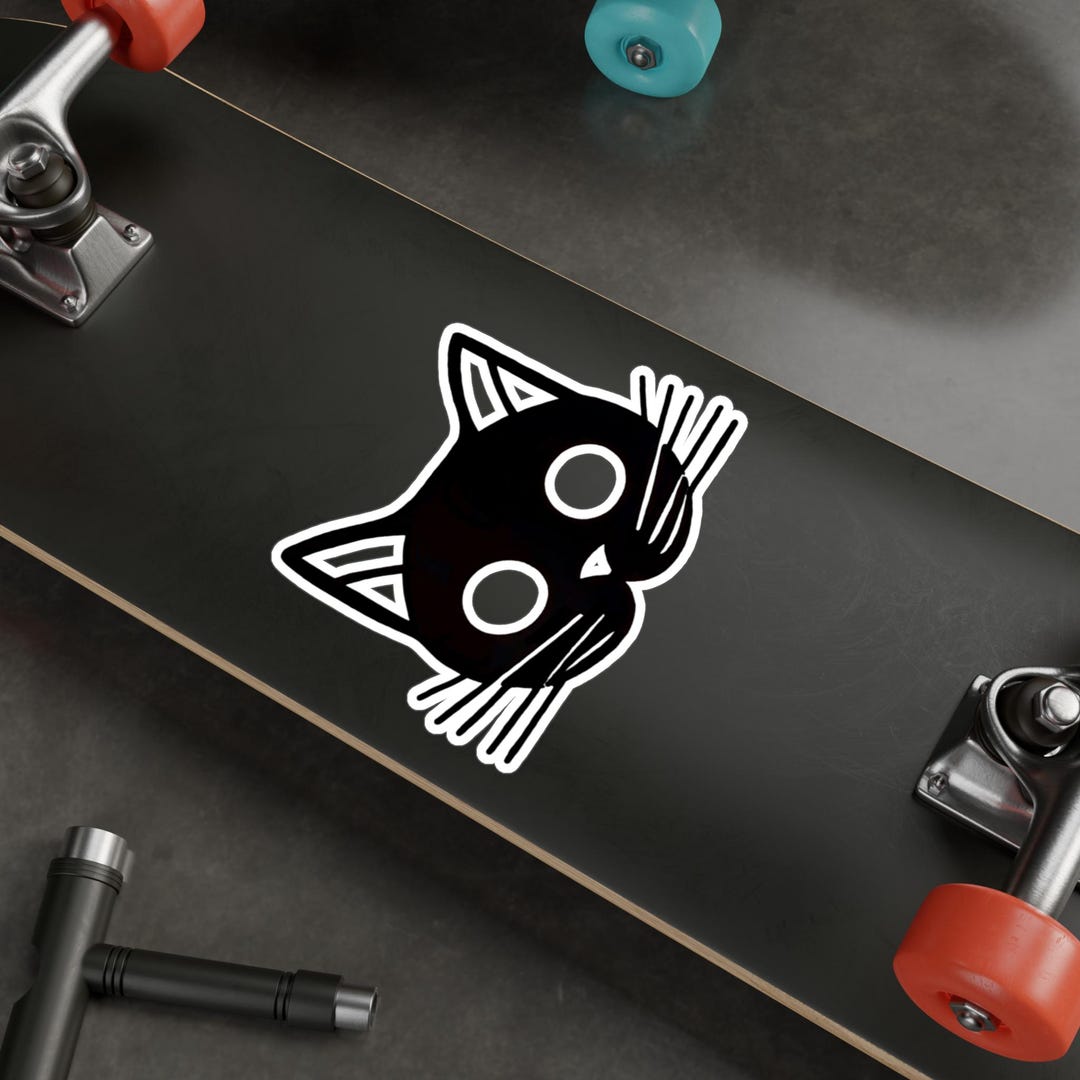 Black Cat Mask Sticker: Kitty Vinyl Decal for Water Bottle, Laptop ...