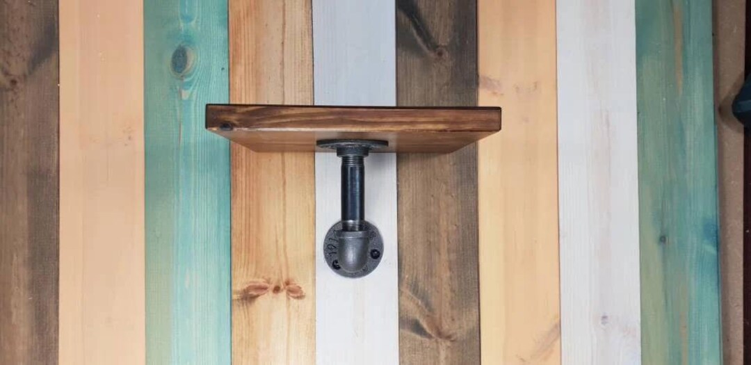 Wooden Shelf With Gas Pipe Bracket - Etsy