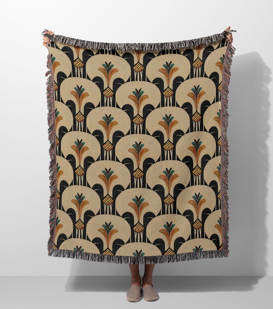 Art Deco Woven Throw, Cotton Woven Blanket, Vintage Home Design, Couch ... Art Deco Woven Throw, Cotton Woven Blanket, Vintage Home Design, Couch ...