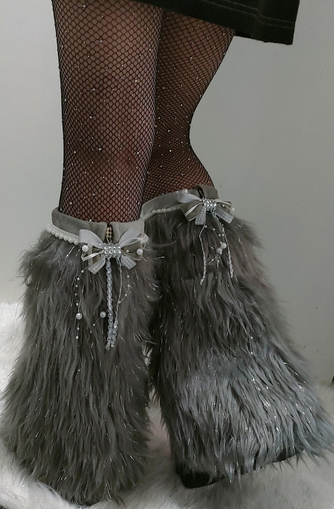 Fluffy Leg Warmers/ Fluffies/ Boot Covers, With Card Pocket, Removable ...