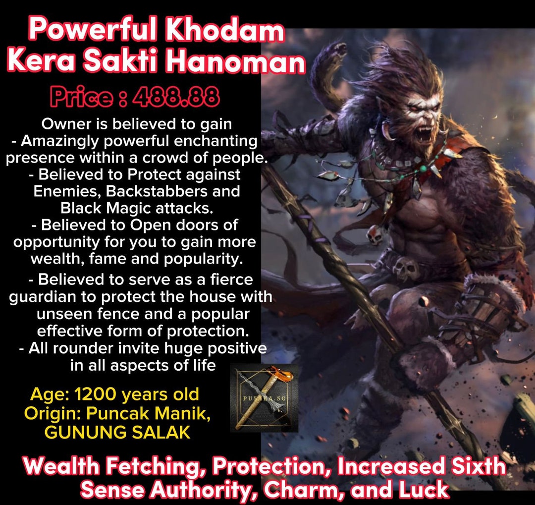 Custom Made Powerful Khodam Djinn Kera Sakti Hanoman (mount Salak ...