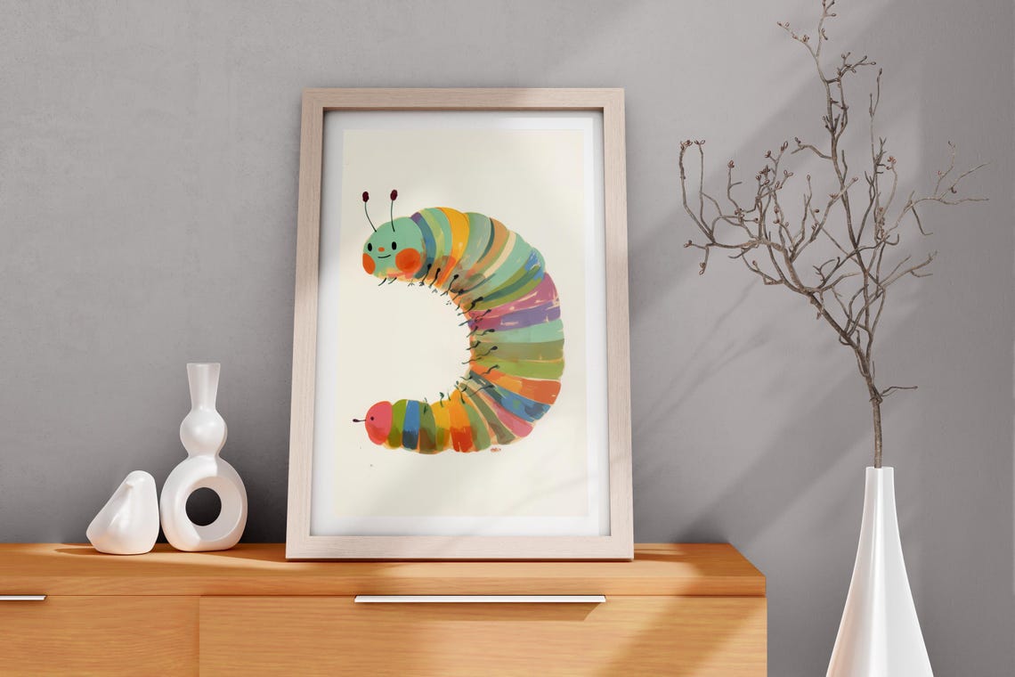 Caterpillar Nursery Art Print: Watercolor Insect Wall Decor (digital ...
