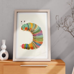 Caterpillar Nursery Art Print: Watercolor Insect Wall Decor (digital ...