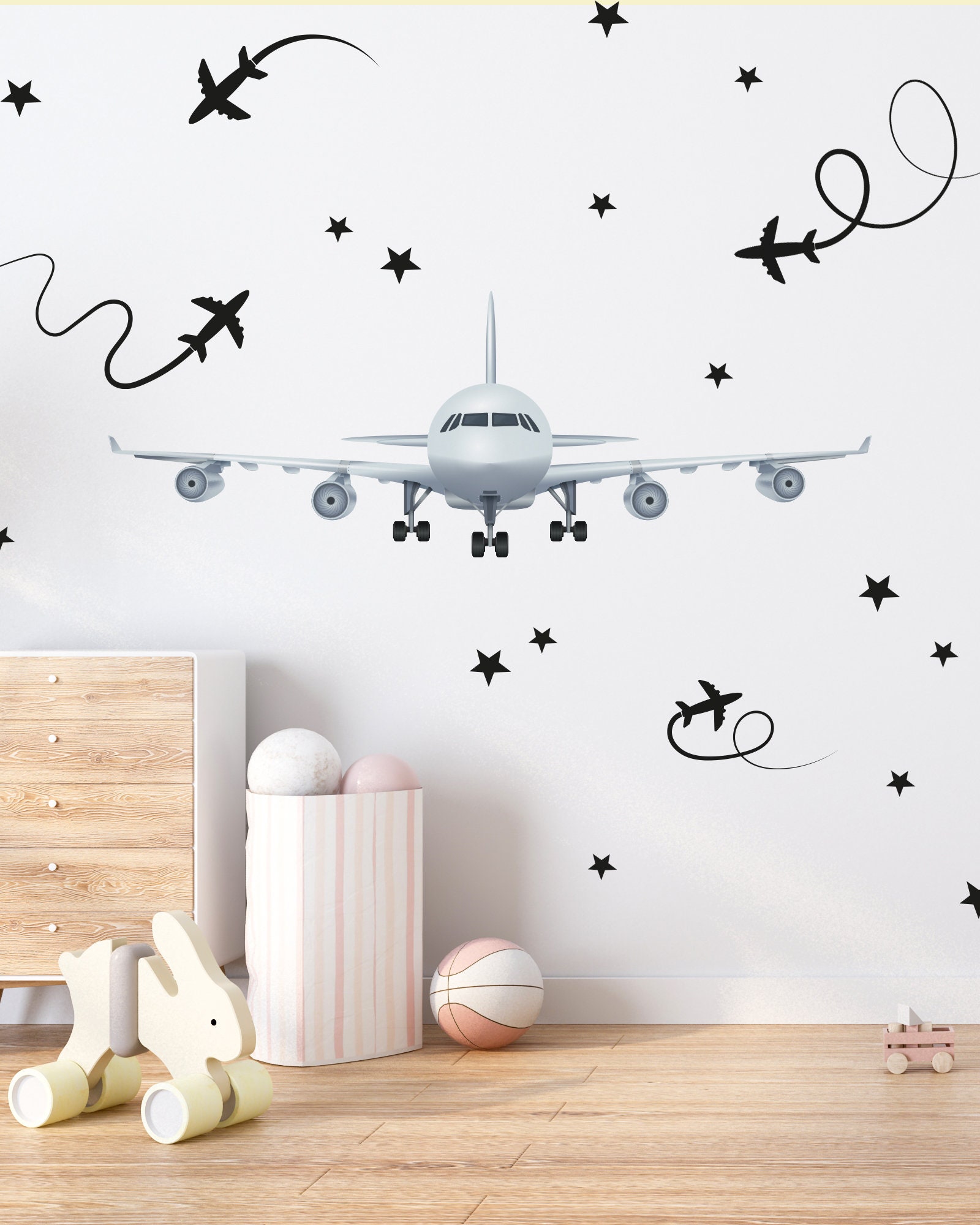 Airplane Wall Decal Airplane Wall Stickers, Airplanes and Stars Wall ...