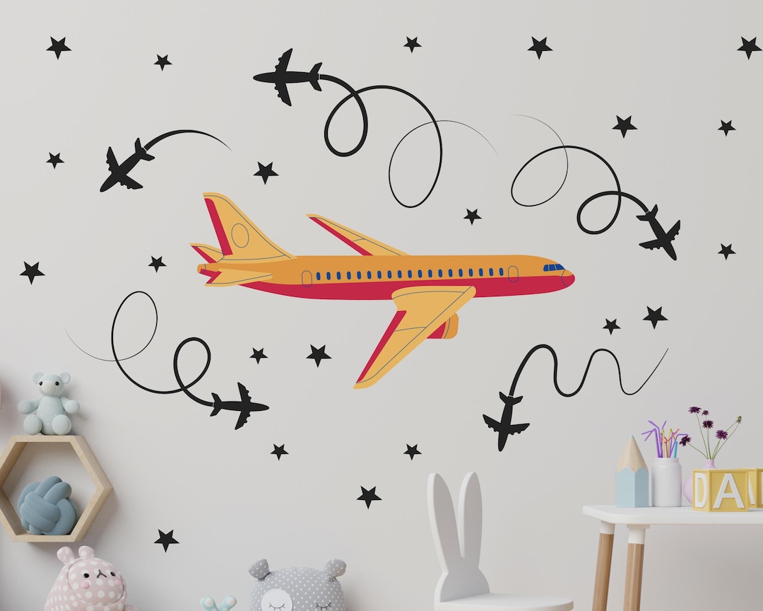 Airplane Wall Stickers for Kids Aviation Nursery Decals With Planes ...
