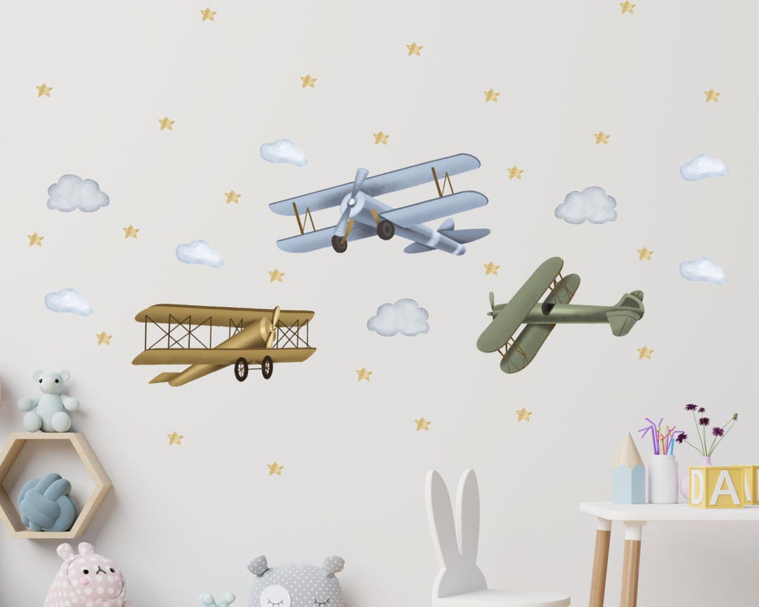 Airplane Wall Stickers, Aviation Nursery Decals With Planes, Boys Room ...
