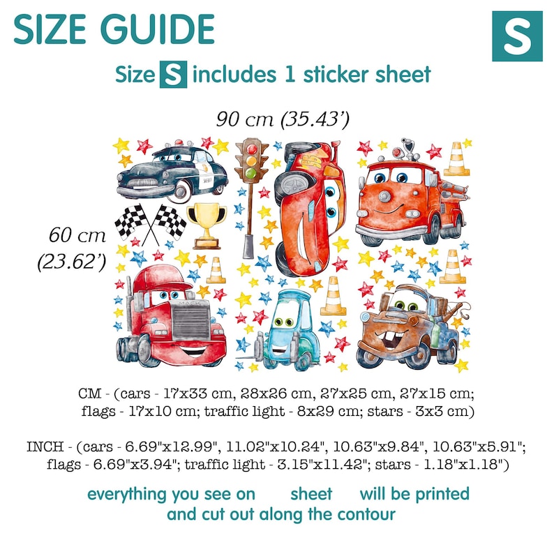 Lightning Mcqueen Cars Wall Decals Cartoon Racing Car Wall Sticker Set ...