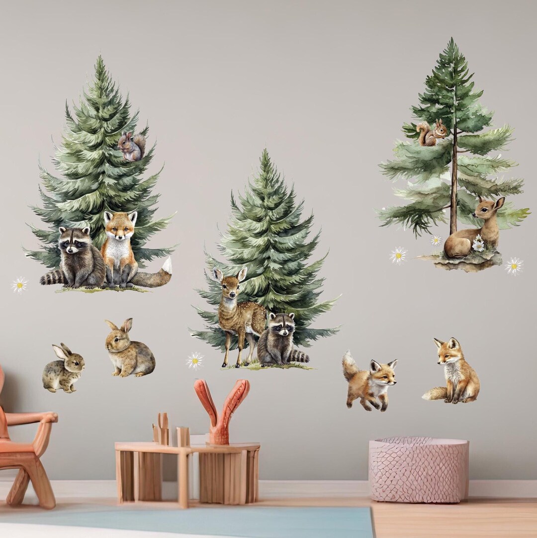 Forest Wall Decals, Woodland Animals Wall Decals, Nursery Decal ...