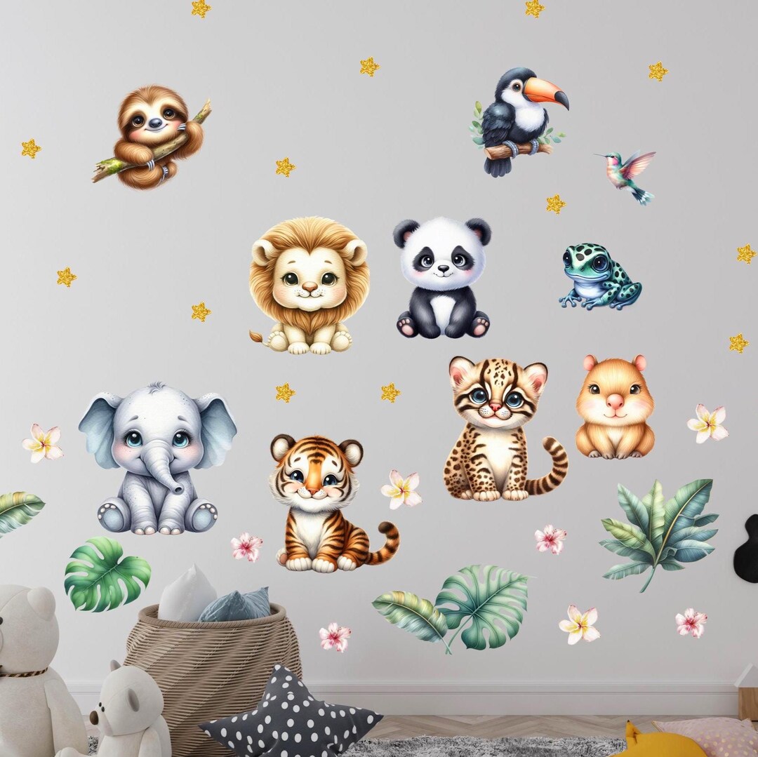 Safari Animals Wall Decals: Jungle Nursery Decornursery Wall Decals ...