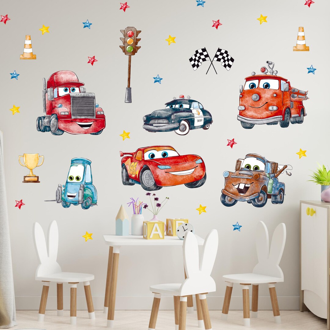 Cars Wall Decals, Cars Wall Stickers for Boy, Mcqueen Wall Decor ...