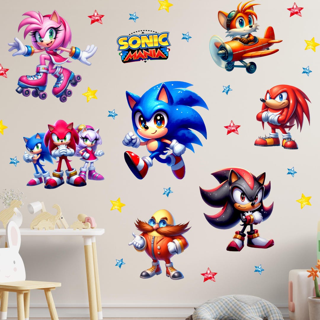 Sonic Wall Decals for Kids Room, Sonic the Hedgehog Wall Stickers ...