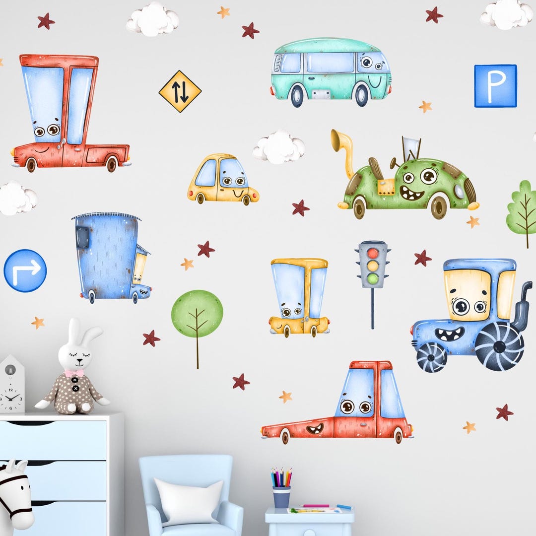 Car Wall Decals, Cars Wall Stickers, Silly Vehicle Decals, Quirky Car ...