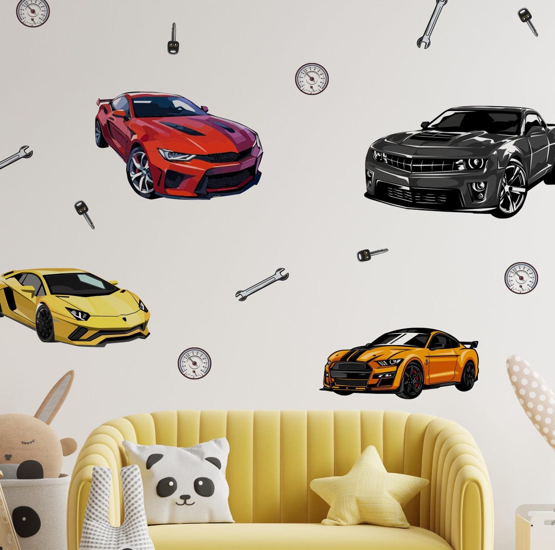 Car Wall Decals, Sports Car Wall Stickers, Boys Room Car Decor, Racing ...