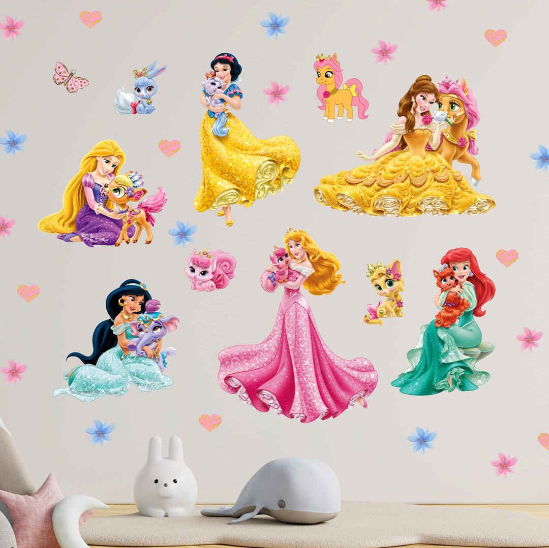 Princess Nursery Wall Decals Princess With Animals Wall Stickers Fairy ...