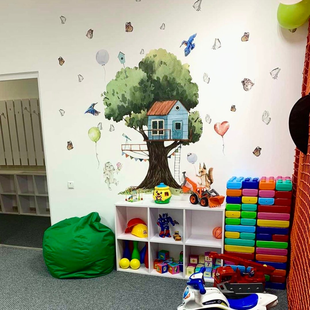 Tree House Wall Decal, Tree House Stickers, Tree Wall Sticker, Children ...