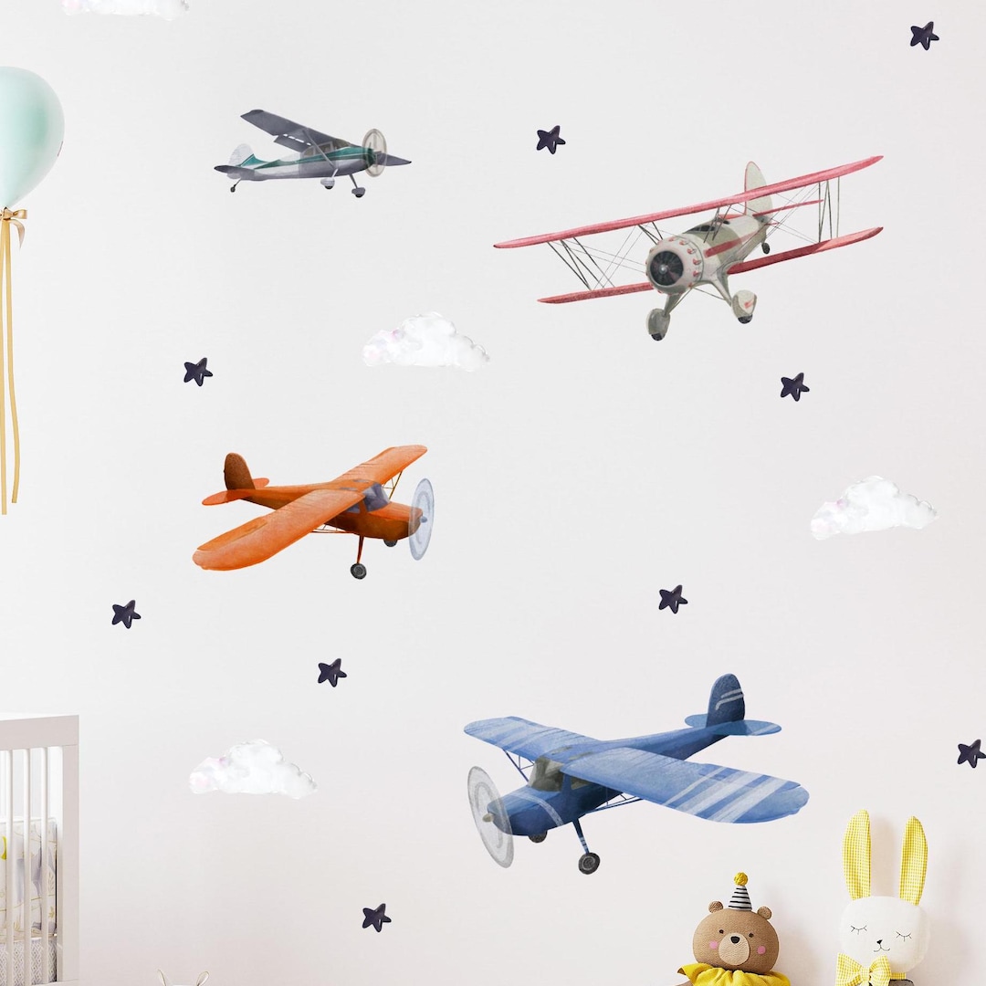 Airplane Wall Stickers, Airplane Wall Decal, Aviation Nursery Decor ...