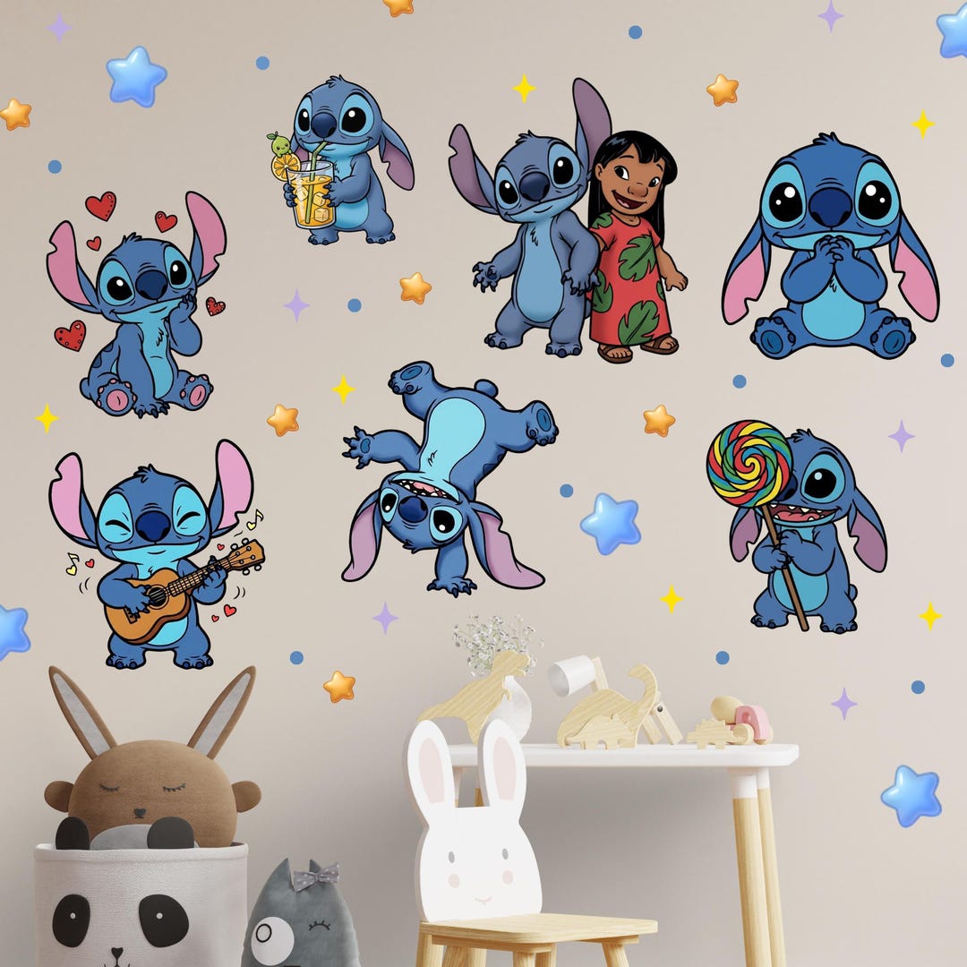 Stitch Wall Decals for Kids Room, Cute Stitch & Lilo Stickers, Cartoon ...