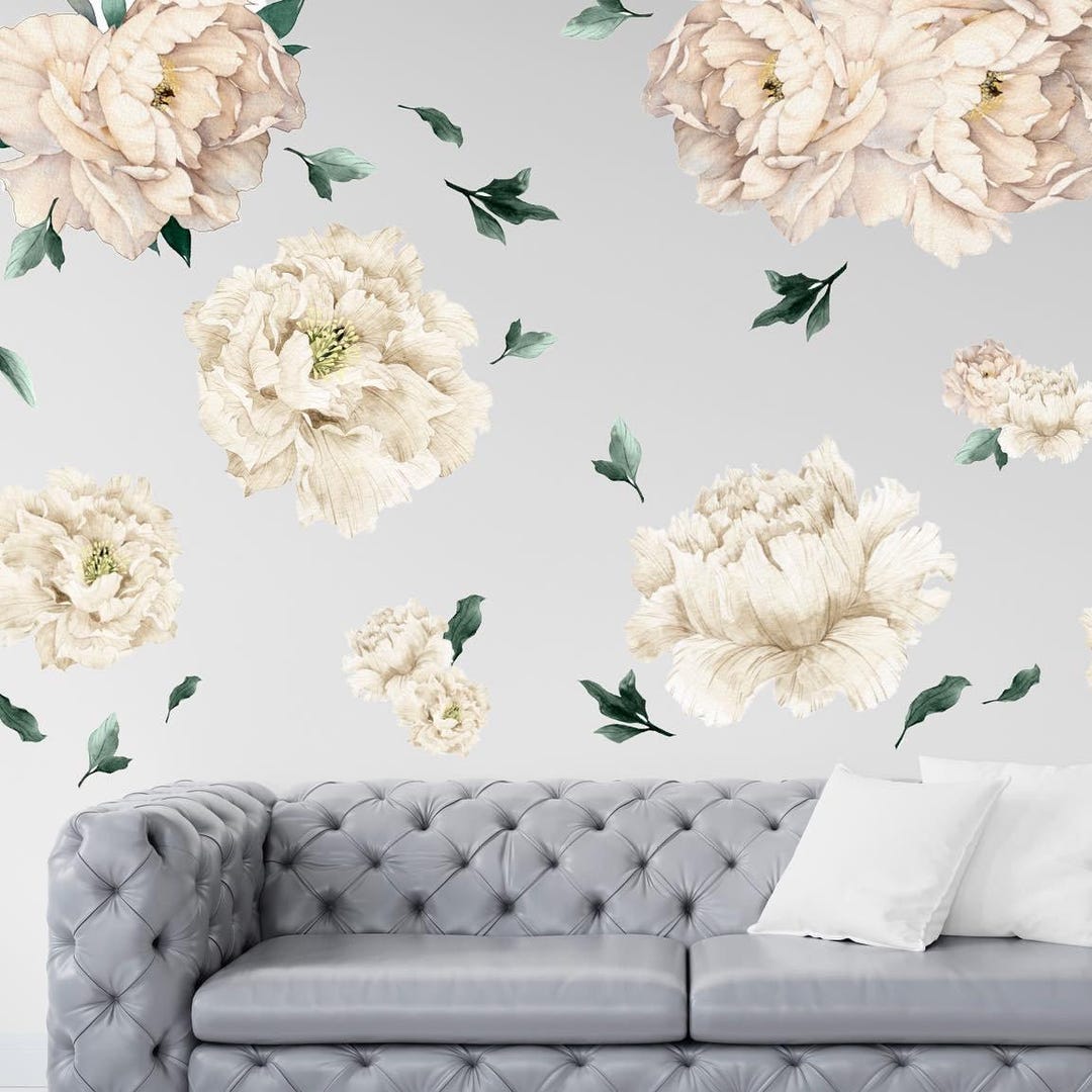 Peony Wall Decals - Flower Wall Stickers / Peony Wall Stickers, Peony ...