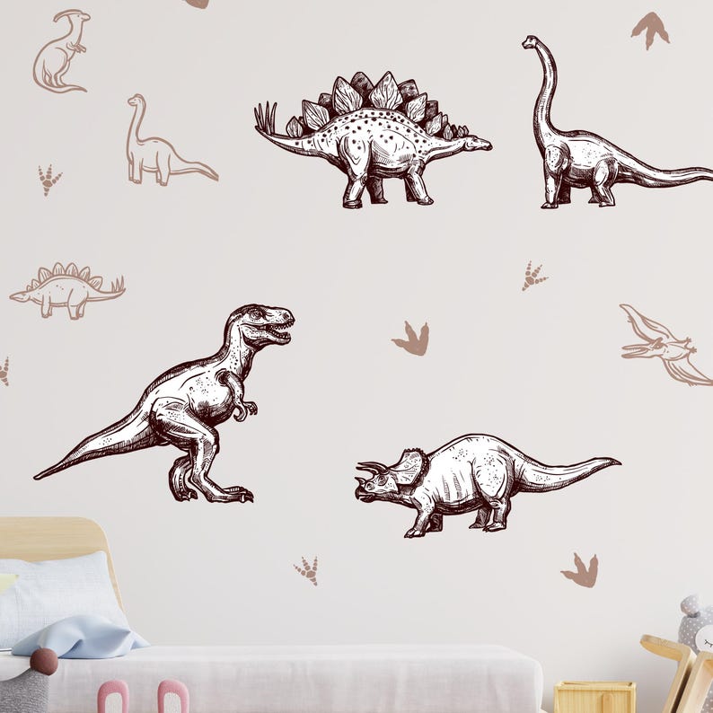 Dinosaur Wall Decals Jurassic Dinosaurs T Rex Triceratops Stegosaurus ...