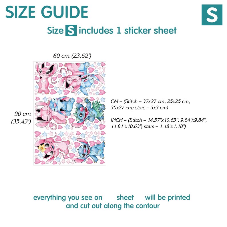 Watercolor Stitch Angel Wall Decals – Cute Stitch With Angel Wall ...