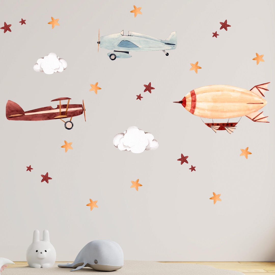 Large Airplane Wall Decals – Old Aircraft & Propeller Planes Aviation ...