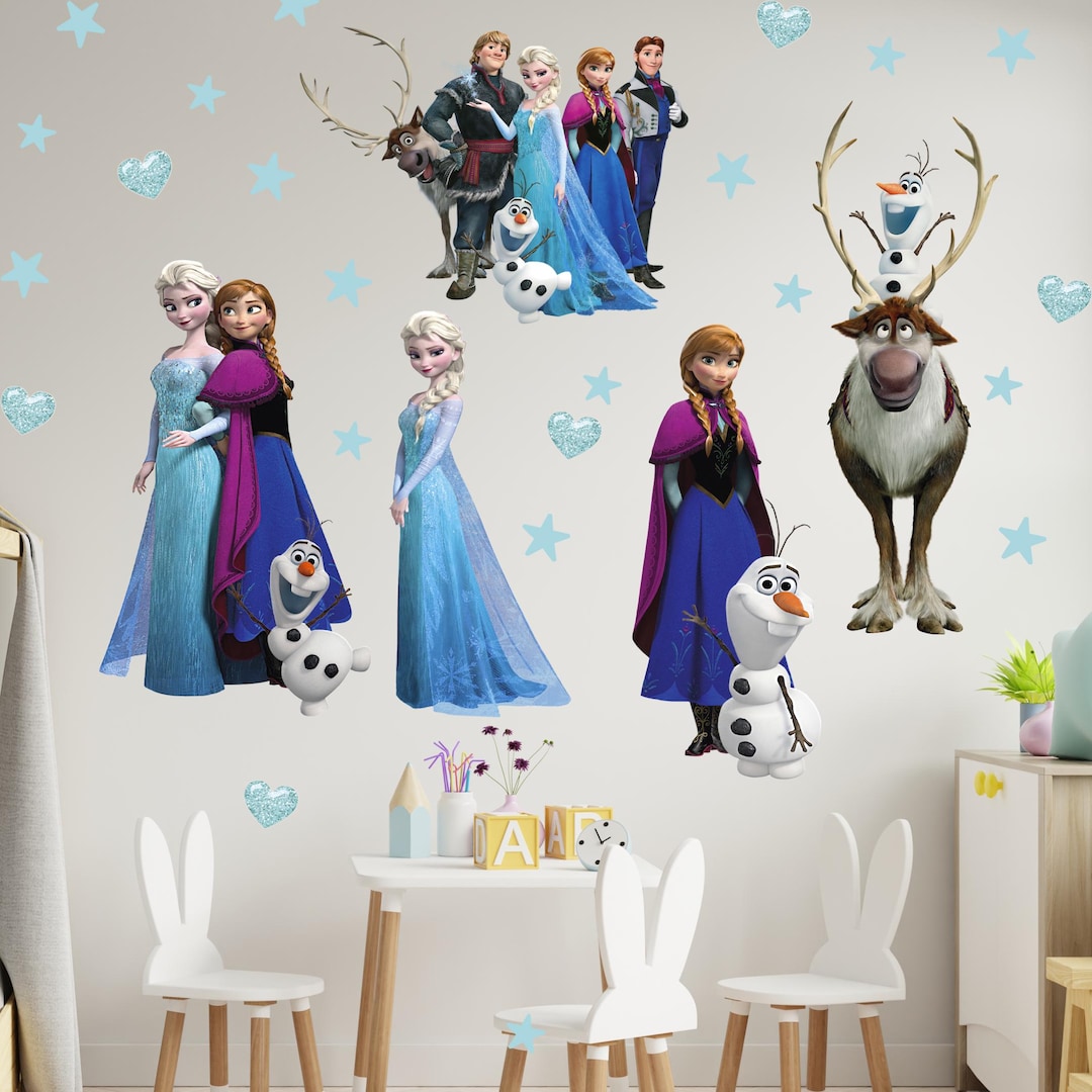 Frozen Wall Decals Elsa Anna Olaf Sven – Snow Princess Castle Winter ...