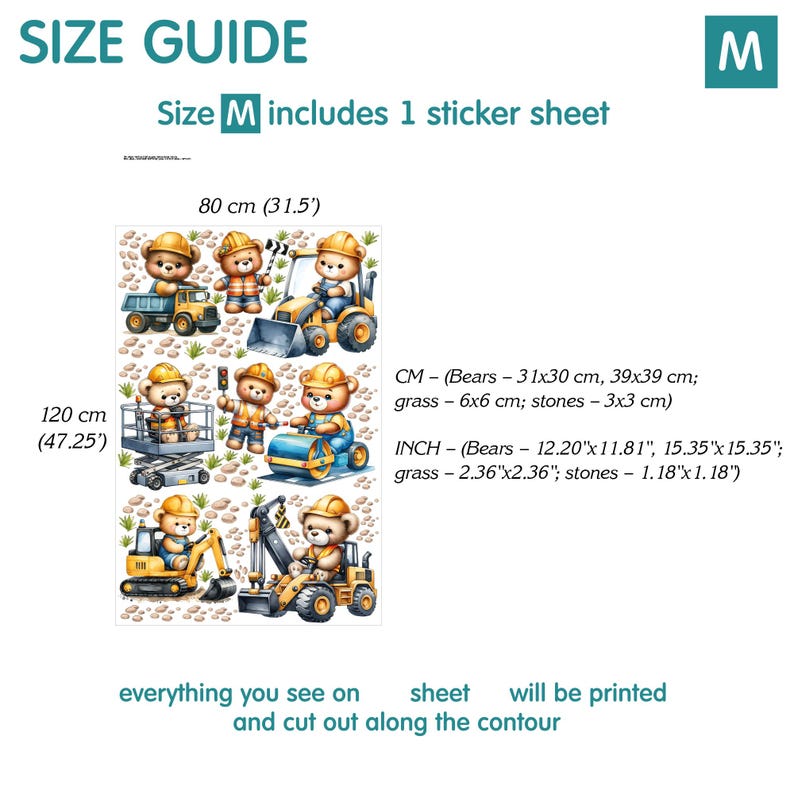 Construction Bear Wall Decals | Teddy Bear Construction Trucks ...