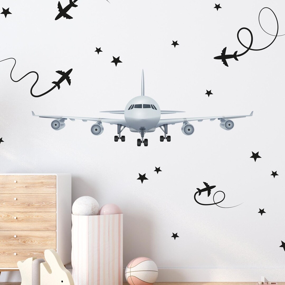Airplane Wall Decals for Kids - Aviation Nursery Stickers With Planes ...