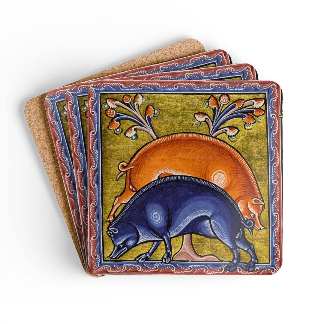 Medieval Animal Coasters With Boar Design, Unique Handcrafted Drink ...