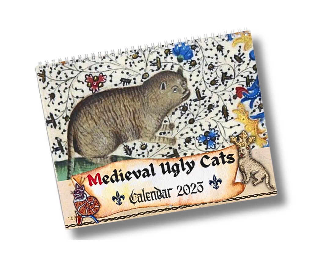 Vintage Medieval Cats Wall Calendar 2025, Artistic Monthly Planner ...