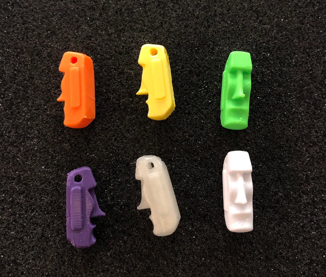 Moai 3D Printed Tiki Charms Set of 5 Plus Bonus 6th Glow in the Dark ...