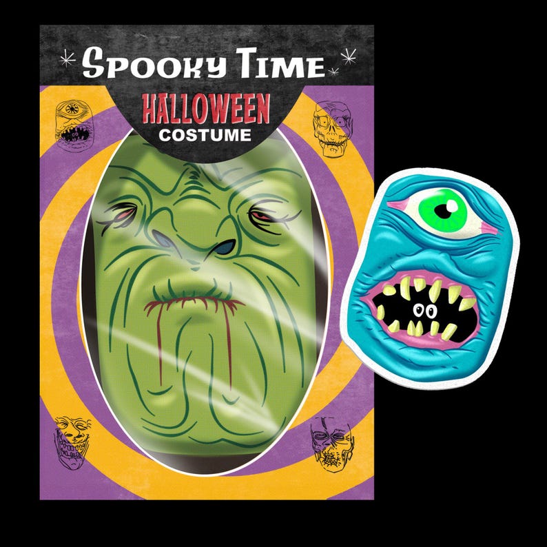 Vintage Halloween stuffed Costume Box Inspired Halloween Greeting Card ...