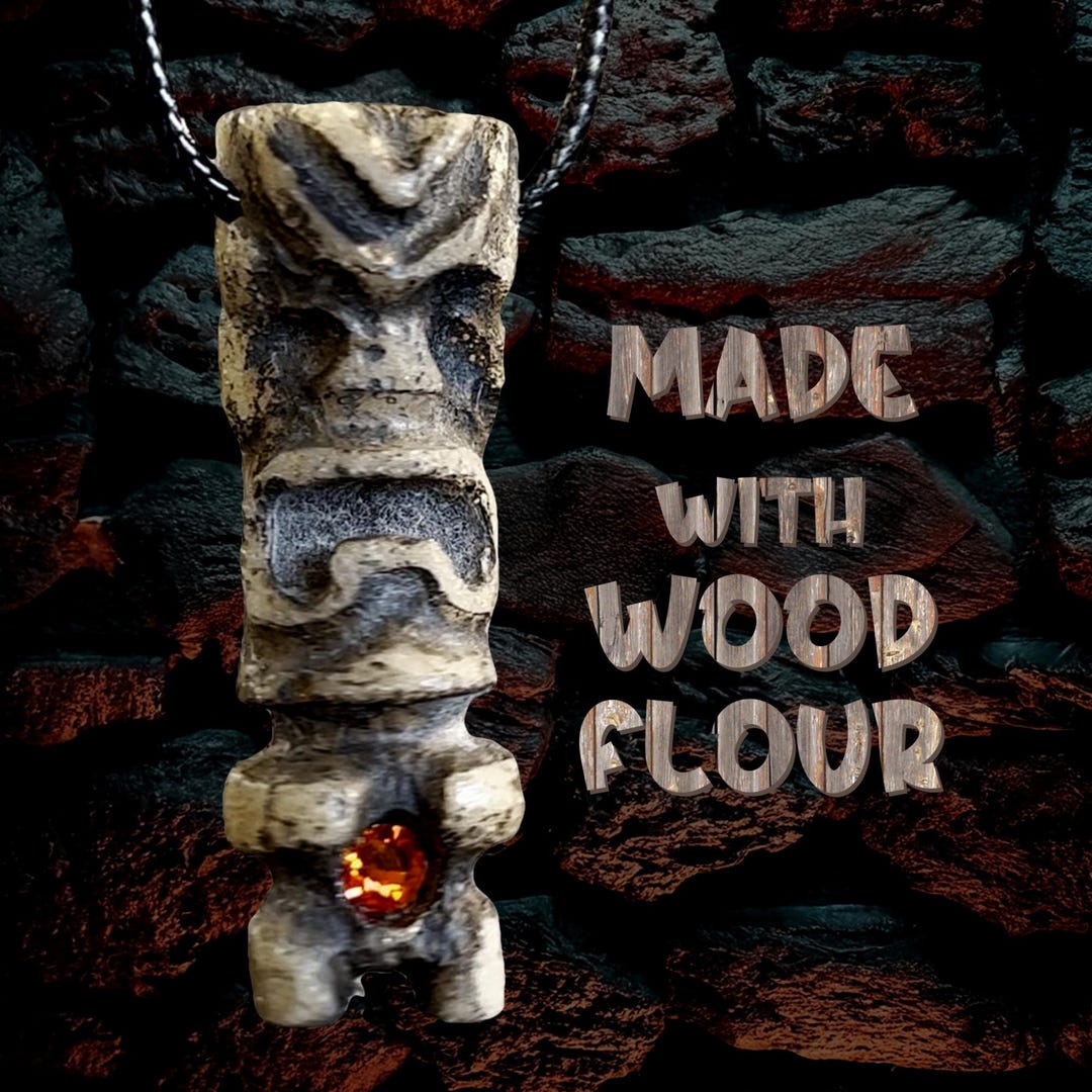 Tiki Exotica Amulet "fire in the Belly" Driftwood Style Resin and REAL ...