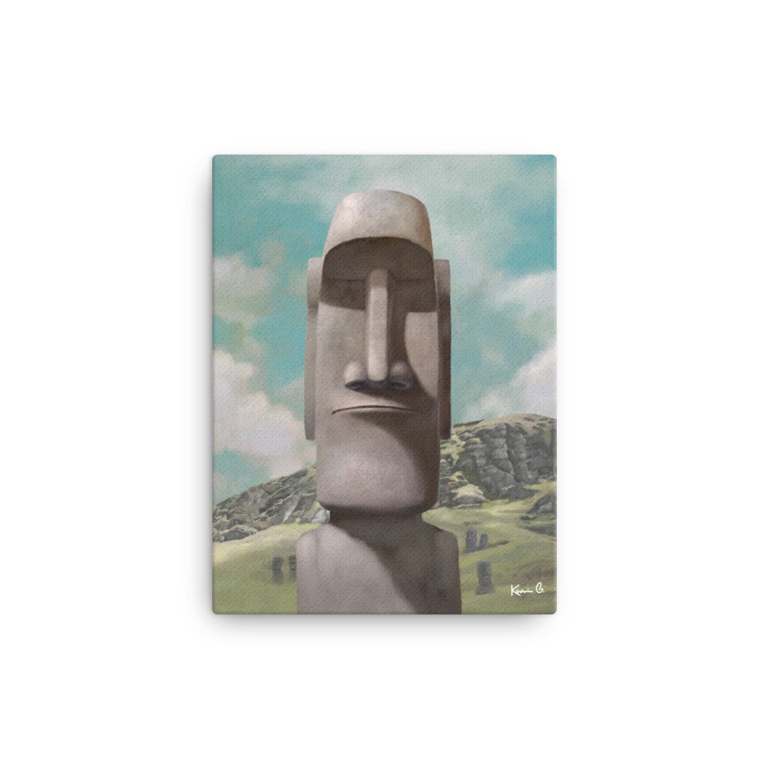 Tiki Bar Exotica Art Print "moai of Rapa Nui" on Stretched Canvas 1.5 ...