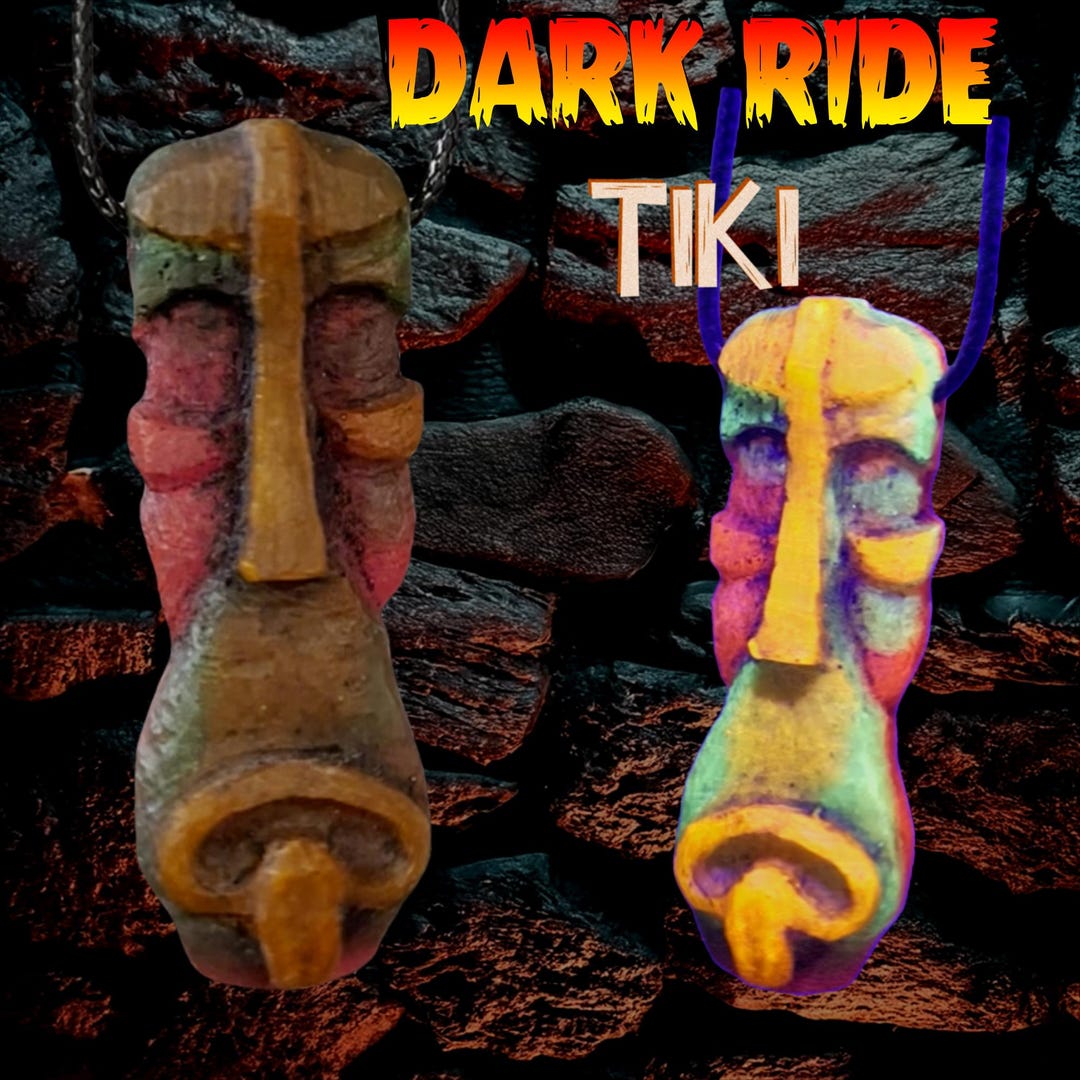 UV Reactive Resin Tiki Amulet: "the Tongue" Dark Ride Pendant - Etsy