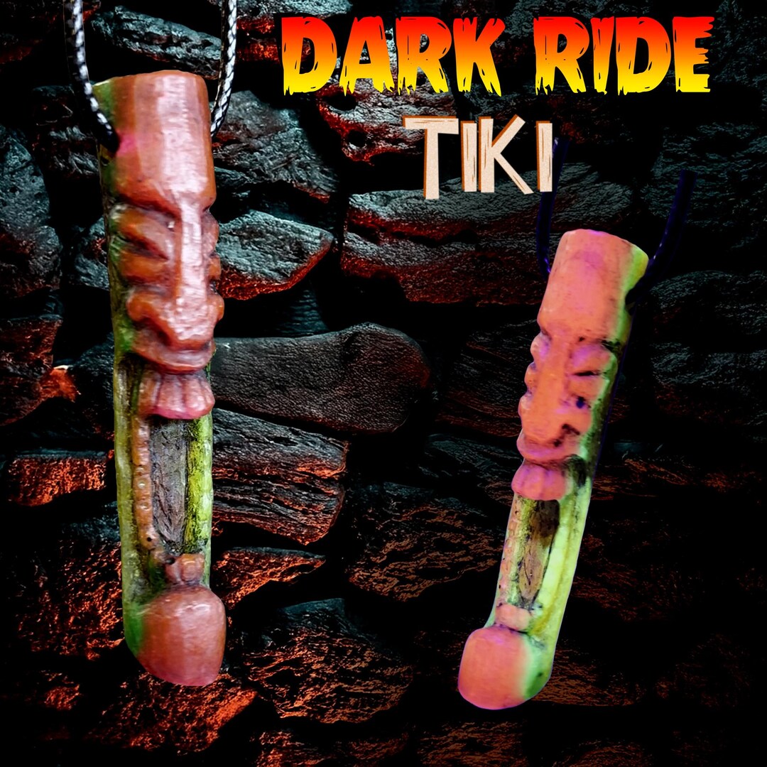 Black Light Reactive Tiki Amulet: "the Fierce One" Exotica Pendant - Etsy