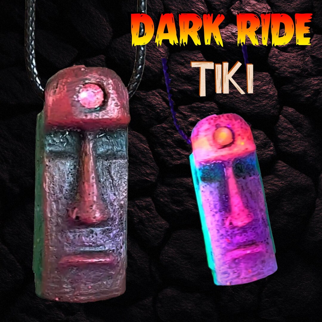 Moai Tiki Amulet: UV Reactive Resin Pendant With Rhinestone - Etsy
