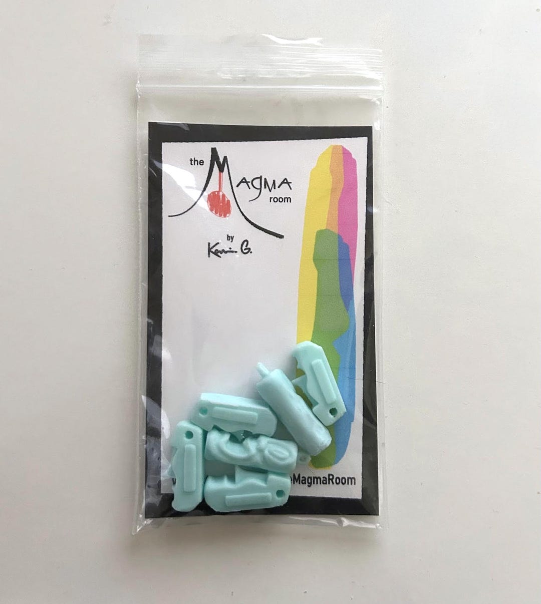 Tiki Charms 3D Printed Set of 6 (4 Moai and 2 Laughing Tikis) Mint Blue ...