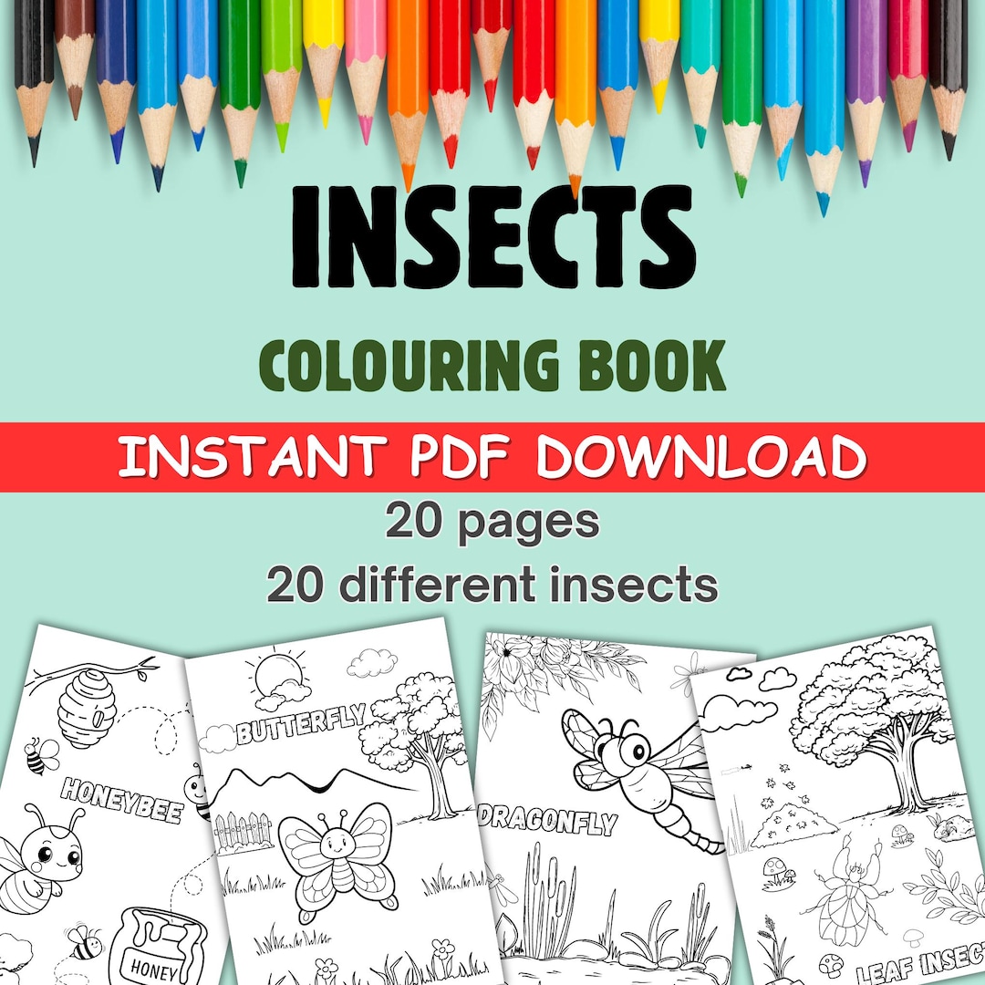 Insects Coloring Book for Kids | Nature Activity Pages (PDF Download ...
