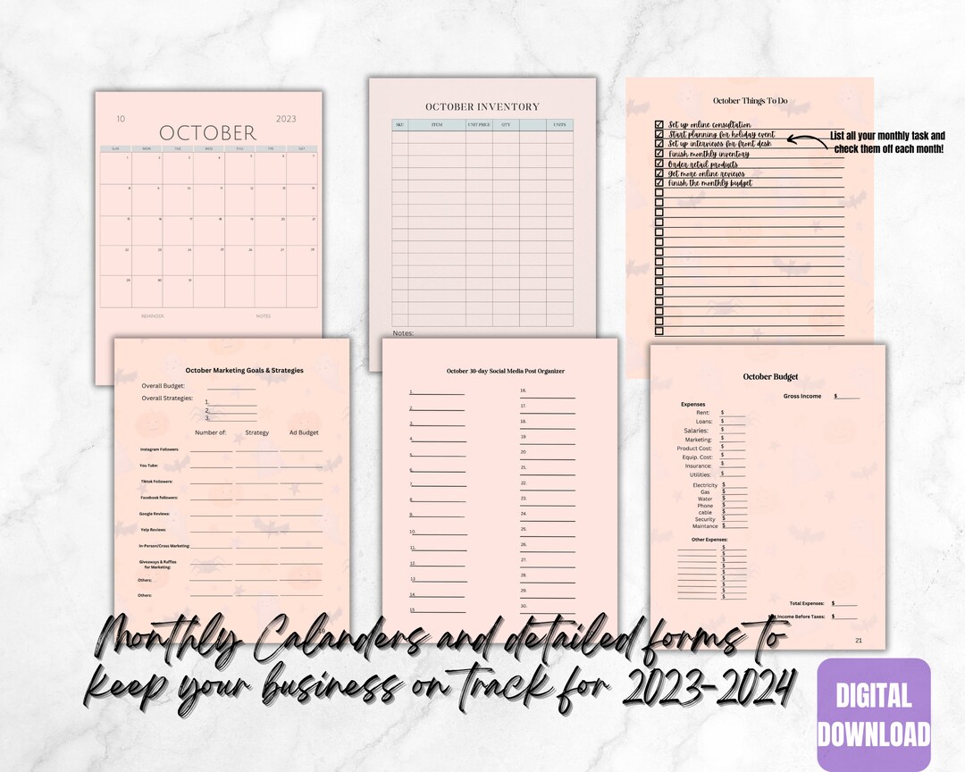 Printable Business Planner, Digital PDF Planner 2023-2024, Business ...