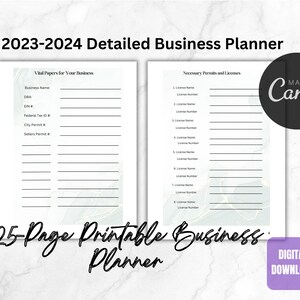 Printable Business Planner, Digital PDF Planner 2023-2024, Business ...