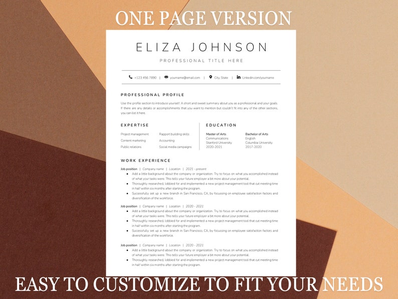 ATS Friendly Resume Template for Google Docs Word and Pages - Etsy