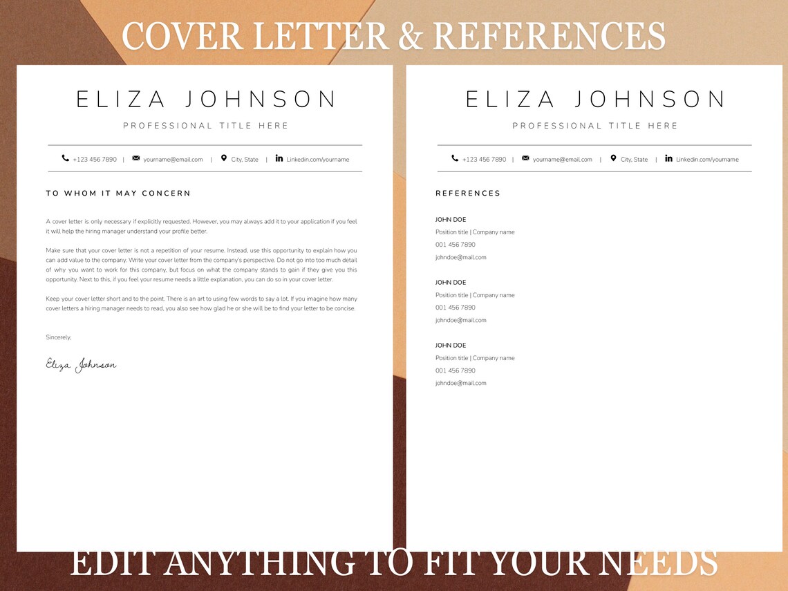 ATS Friendly Resume Template for Google Docs Word and Pages - Etsy